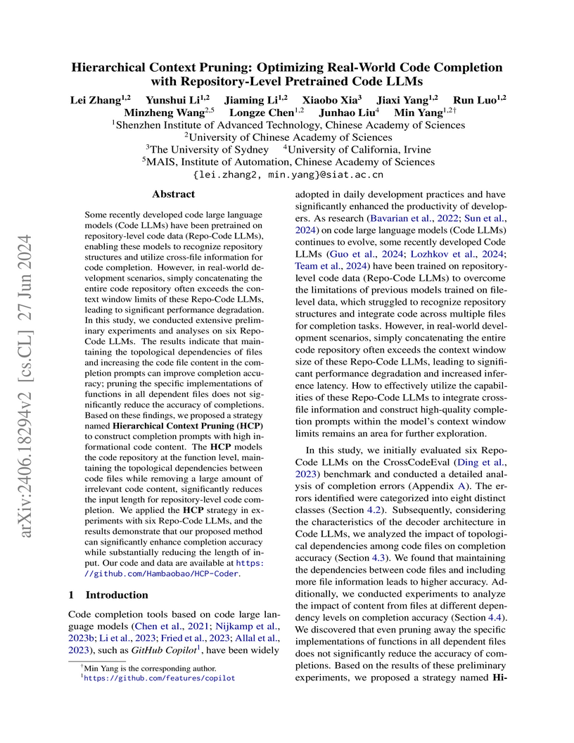 Hierarchical Context Pruning: Optimizing Real-World Code Completion with Repository-Level ...