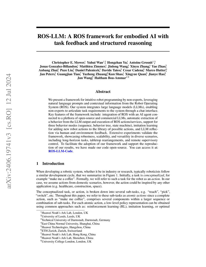 ROS-LLM: A ROS framework for embodied AI with task feedback and structured reasoning | alphaXiv