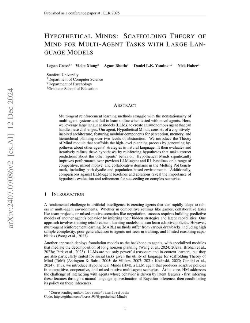 Hypothetical Minds: Scaffolding Theory of Mind for Multi-Agent Tasks with Large Language Models ...