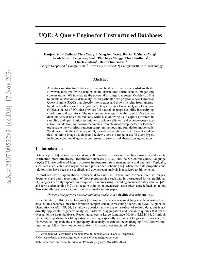 UQE: A Query Engine for Unstructured Databases | alphaXiv