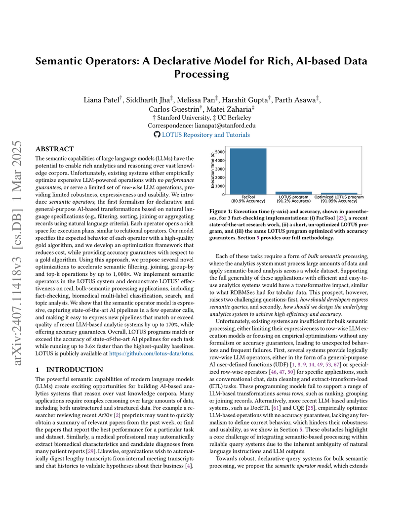 Semantic Operators: A Declarative Model for Rich, AI-based Data Processing | alphaXiv