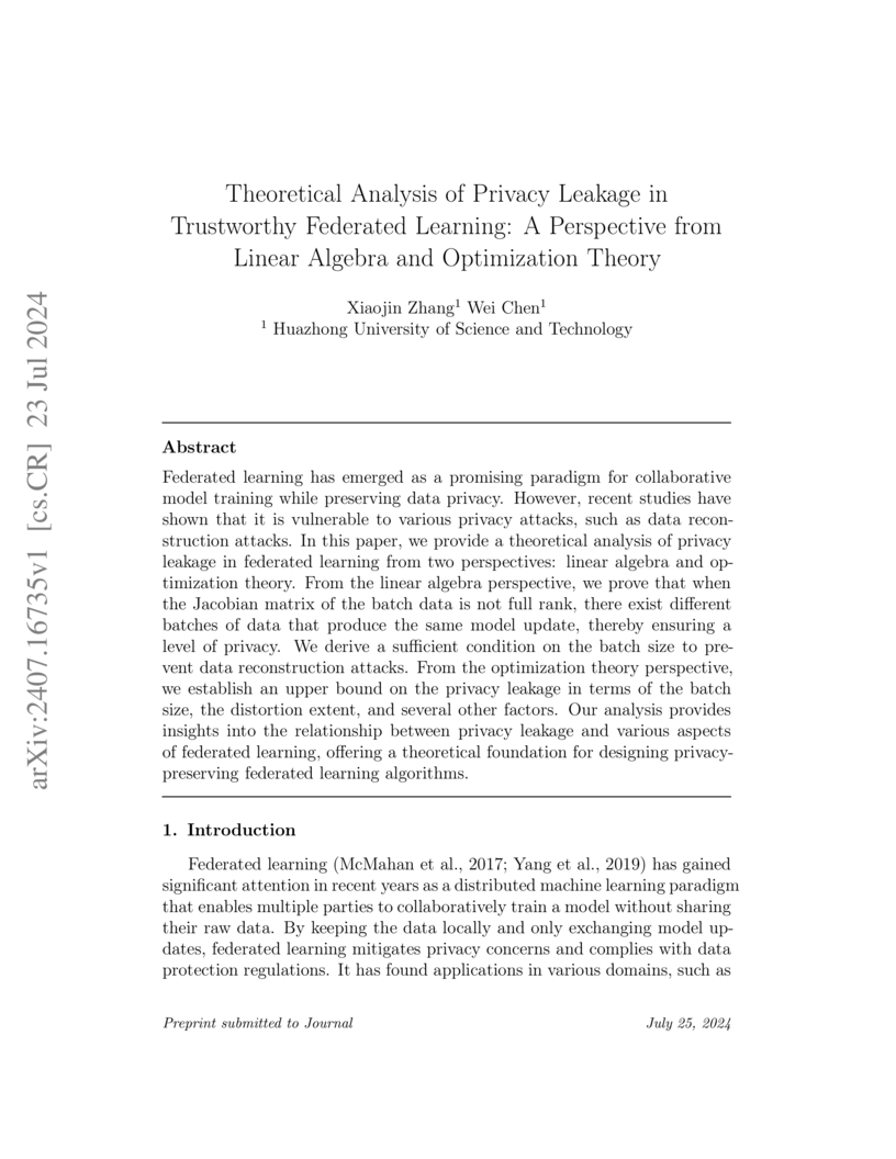 Theoretical Analysis of Privacy Leakage in Trustworthy Federated ...