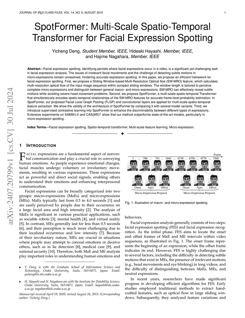SpotFormer: Multi-Scale Spatio-Temporal Transformer for Facial Expression Spotting | alphaXiv