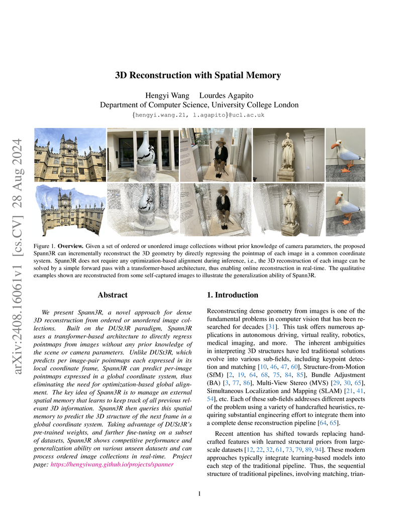 3D Reconstruction with Spatial Memory | alphaXiv