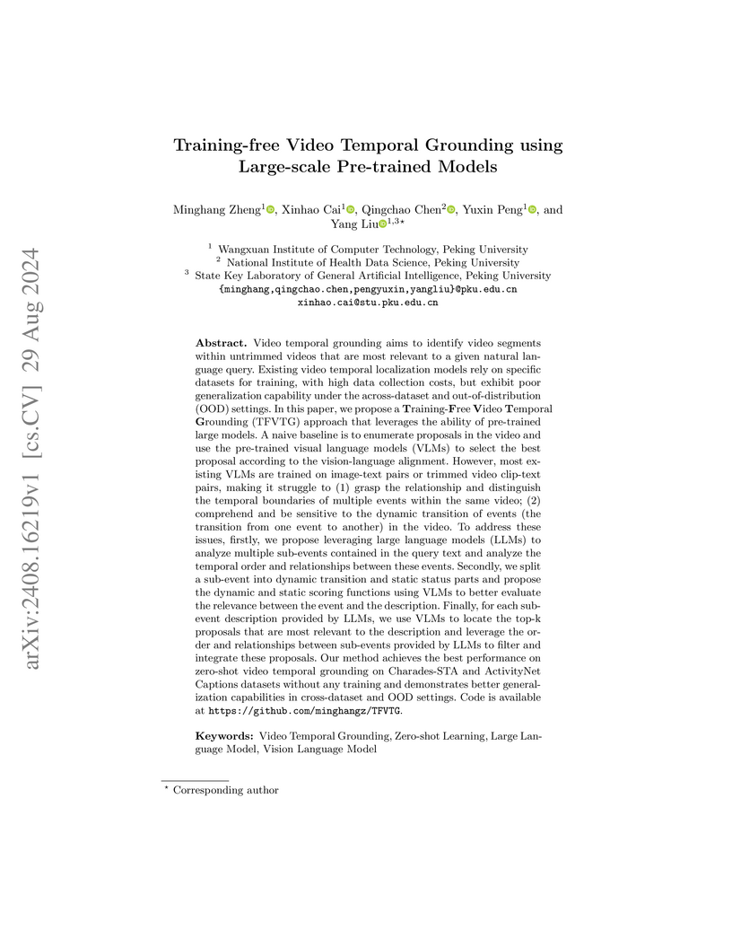 Training-free Video Temporal Grounding using Large-scale Pre-trained Models | alphaXiv