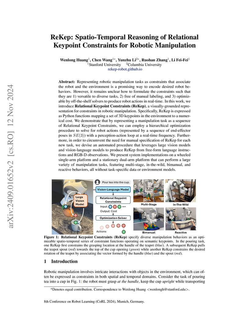 ReKep: Spatio-Temporal Reasoning of Relational Keypoint Constraints for Robotic Manipulation ...