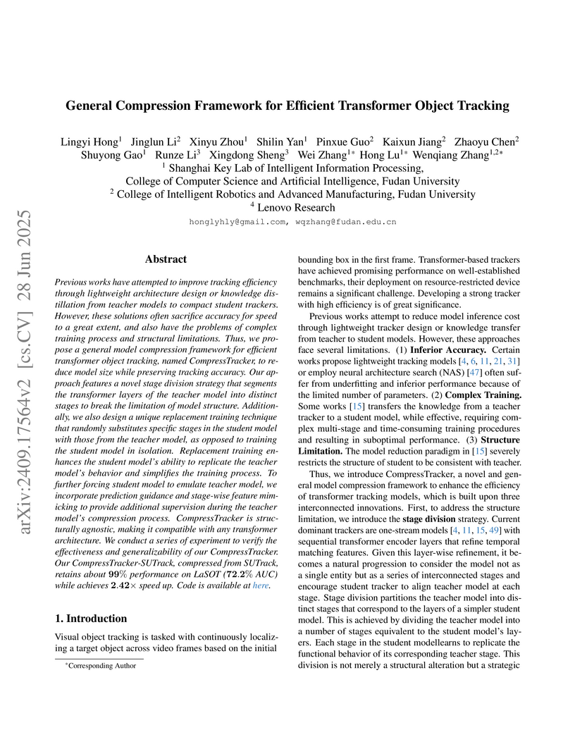 General Compression Framework for Efficient Transformer Object Tracking | alphaXiv