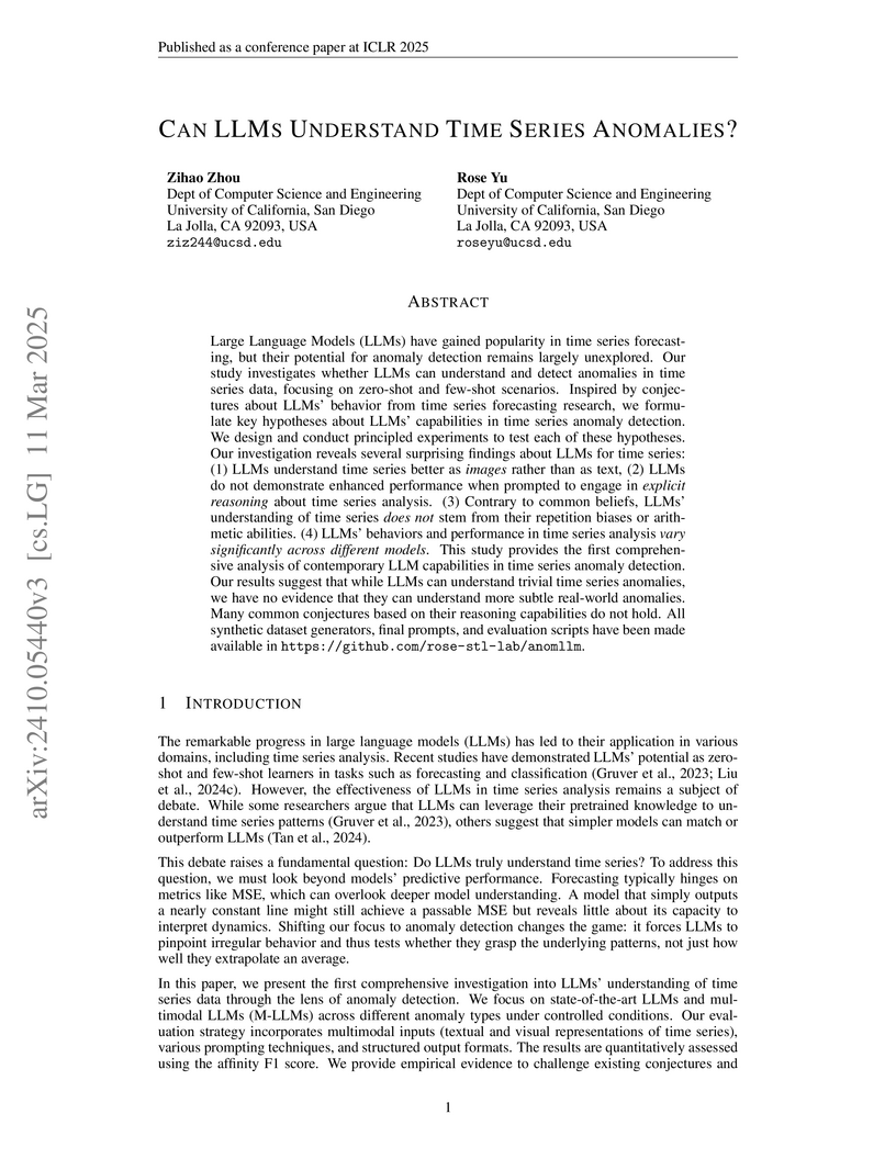 Can LLMs Understand Time Series Anomalies? | alphaXiv
