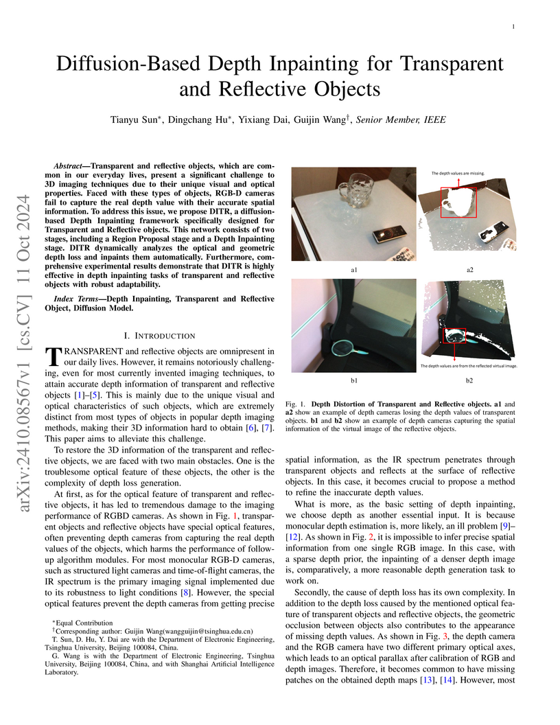 Diffusion-Based Depth Inpainting for Transparent and Reflective Objects | alphaXiv