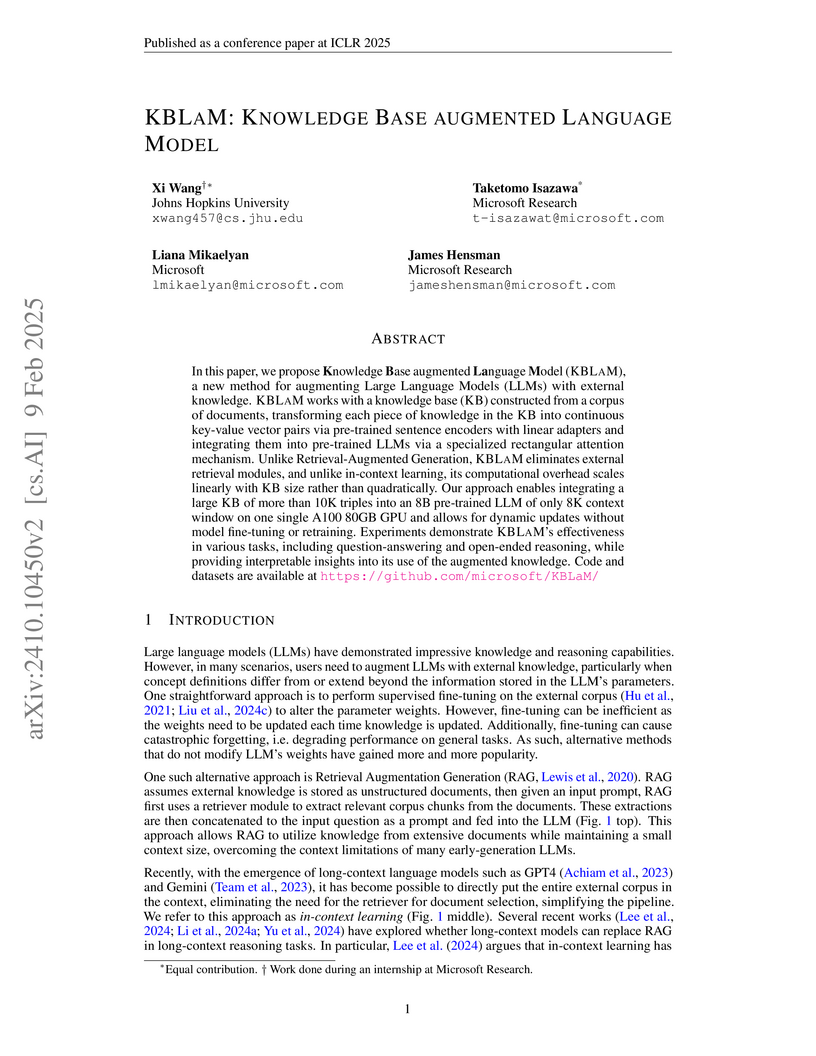 KBLaM: Knowledge Base augmented Language Model | alphaXiv