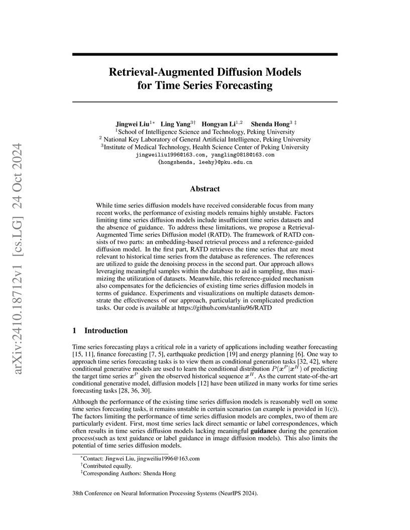 Retrieval-Augmented Diffusion Models for Time Series Forecasting | alphaXiv