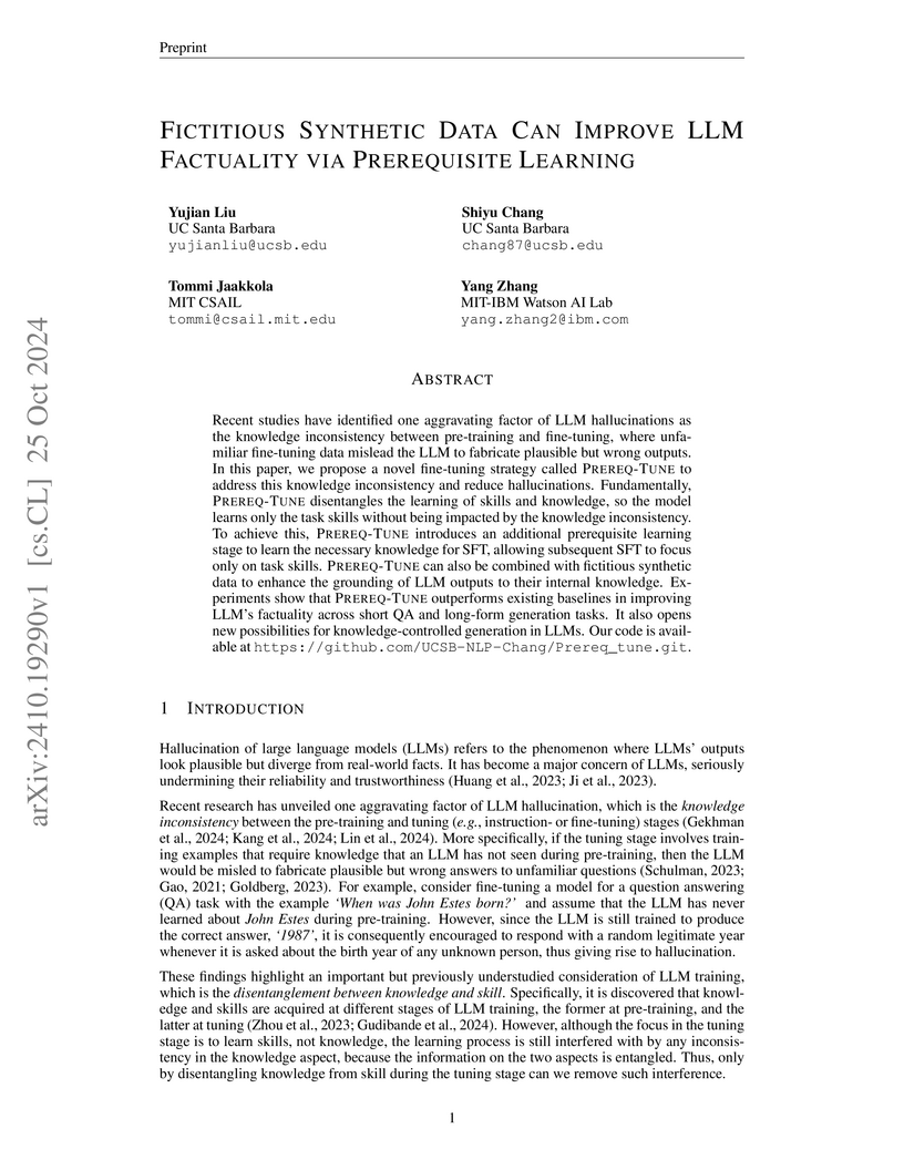 Fictitious Synthetic Data Can Improve LLM Factuality via Prerequisite Learning | alphaXiv