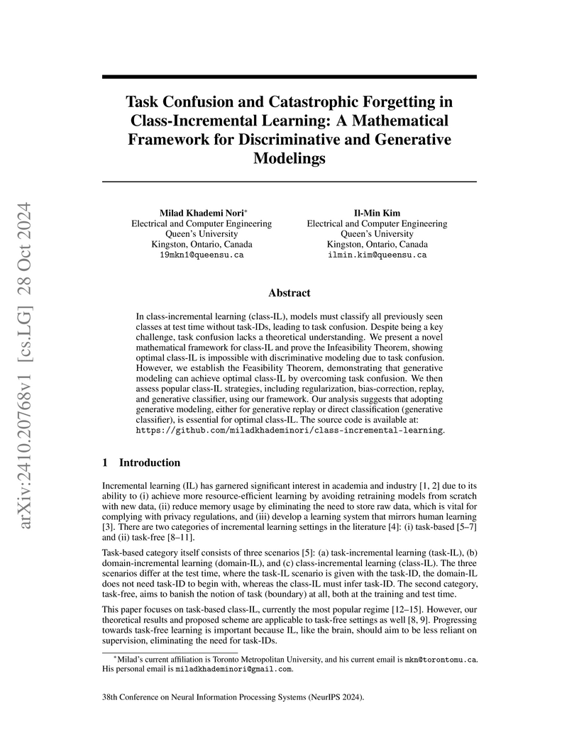 Task Confusion and Catastrophic Forgetting in Class-Incremental Learning: A Mathematical ...