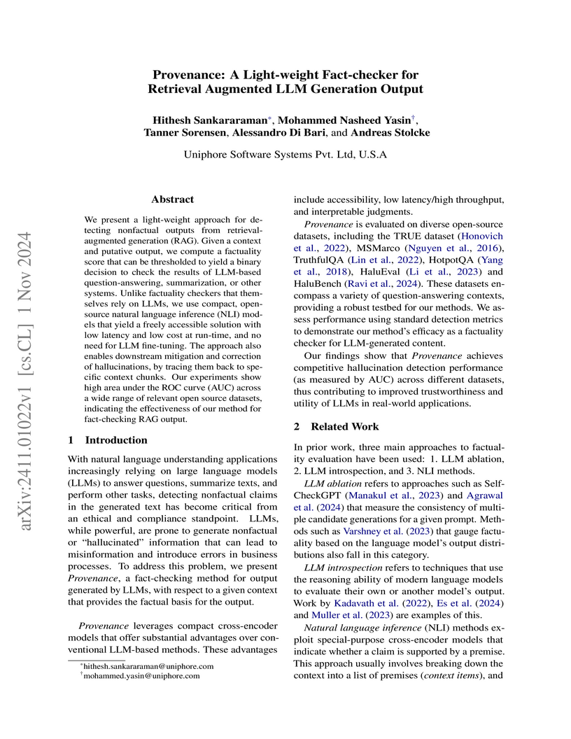 Provenance: A Light-weight Fact-checker for Retrieval Augmented LLM ...