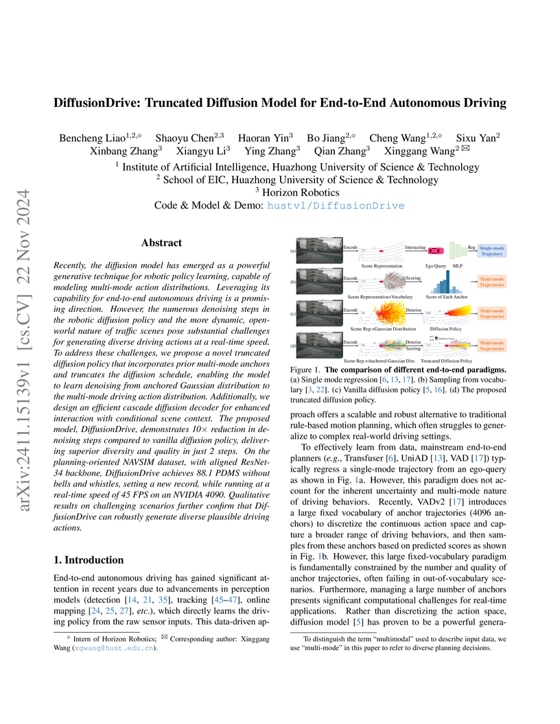 DiffusionDrive: Truncated Diffusion Model for End-to-End Autonomous Driving | alphaXiv