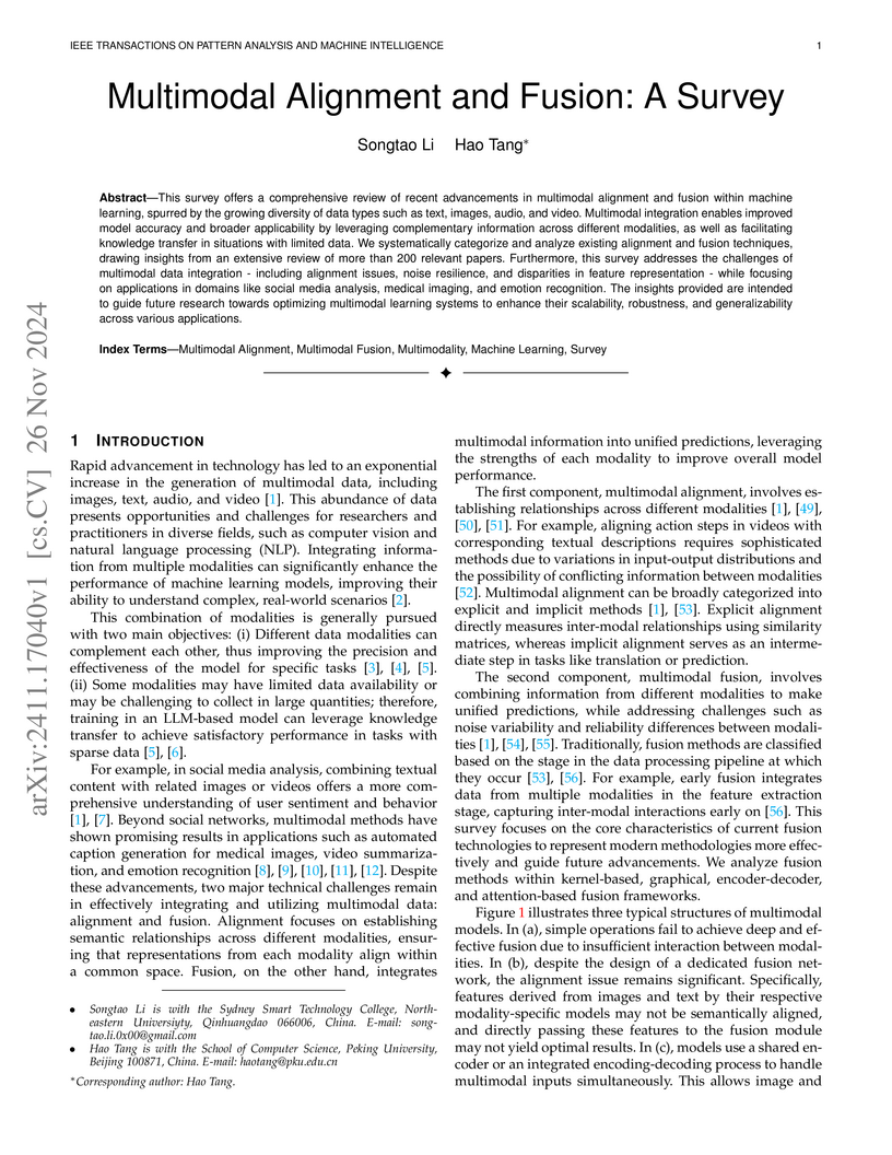 Multimodal Alignment and Fusion: A Survey | alphaXiv