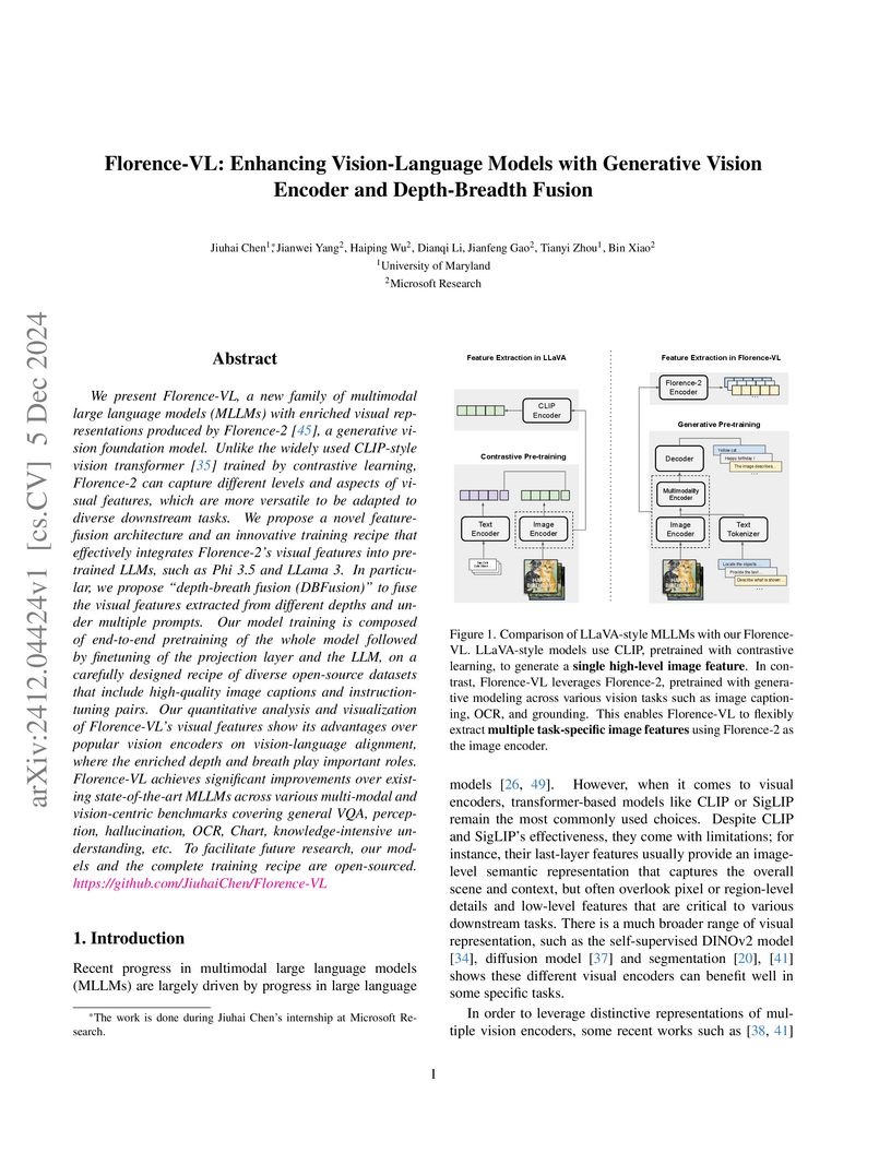 Florence-VL: Enhancing Vision-Language Models with Generative Vision Encoder and Depth-Breadth ...