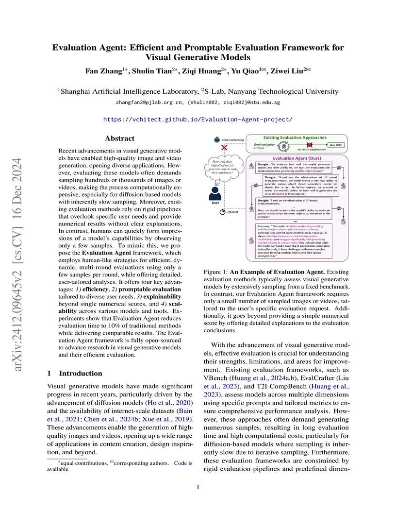 Evaluation Agent: Efficient and Promptable Evaluation Framework for Visual Generative Models ...