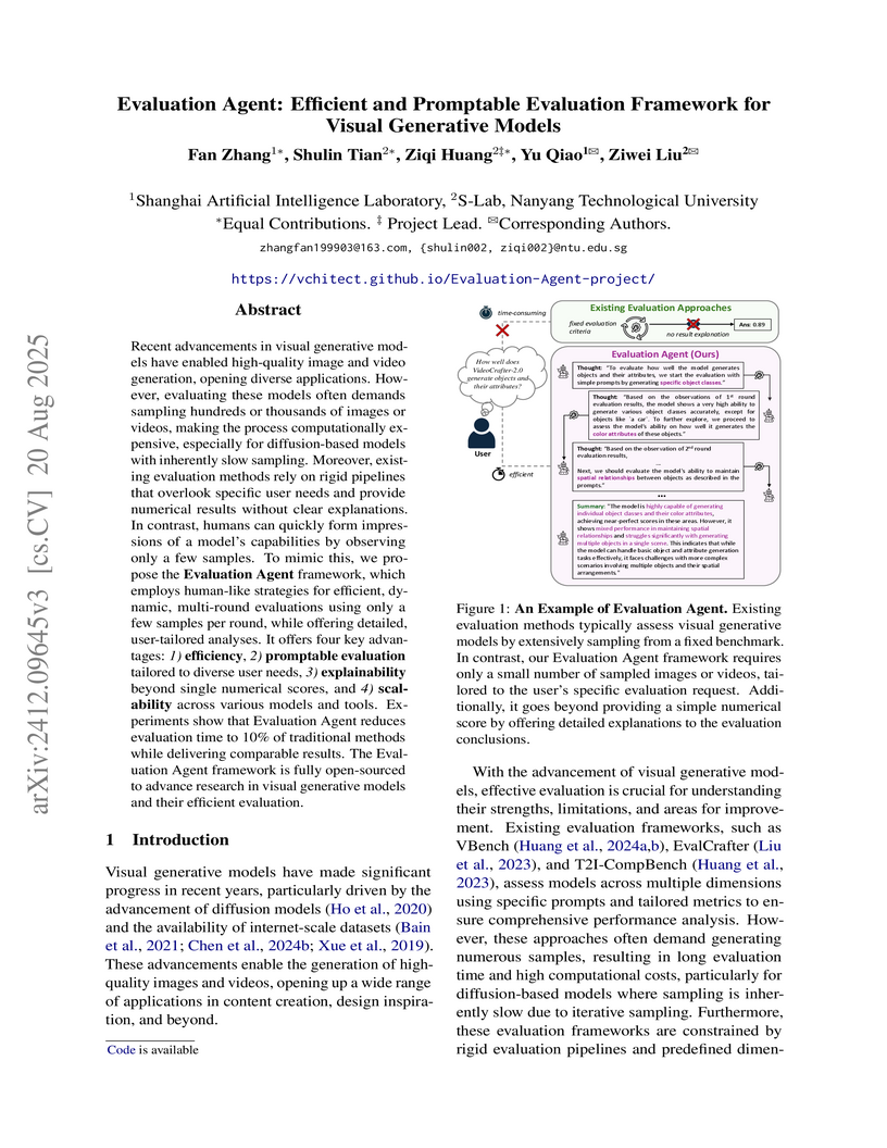 Evaluation Agent: Efficient and Promptable Evaluation Framework for Visual Generative Models ...