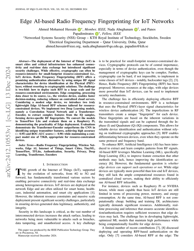 Edge AI-based Radio Frequency Fingerprinting for IoT Networks | alphaXiv