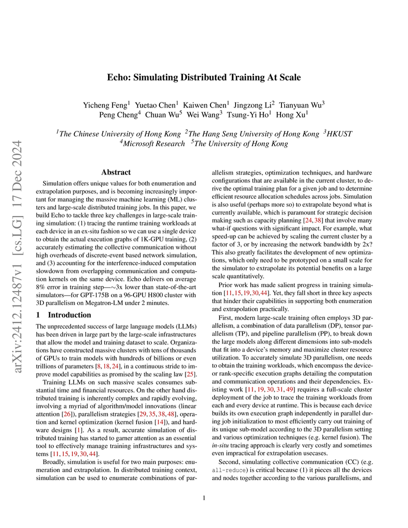 Echo: Simulating Distributed Training At Scale | alphaXiv