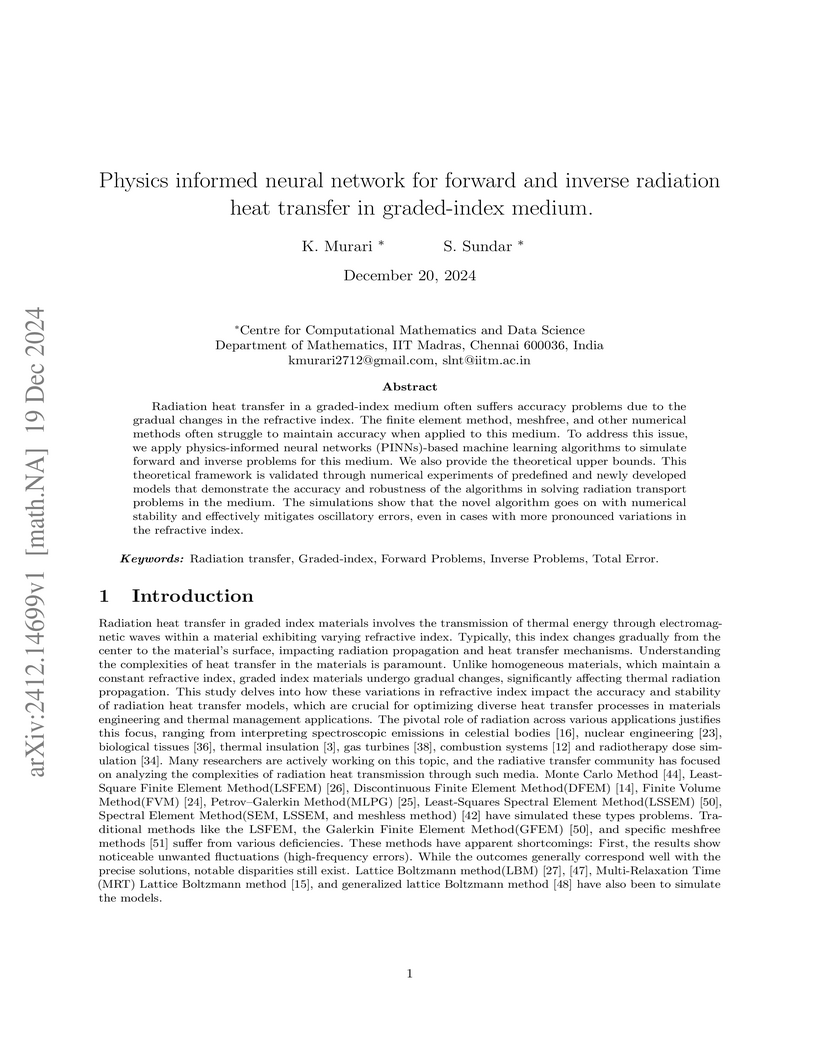 Physics informed neural network for forward and inverse radiation heat transfer in graded-index ...
