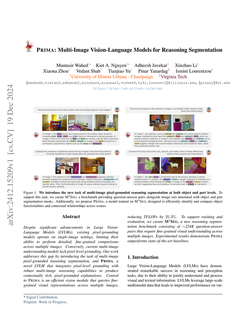 PRIMA: Multi-Image Vision-Language Models for Reasoning Segmentation | alphaXiv