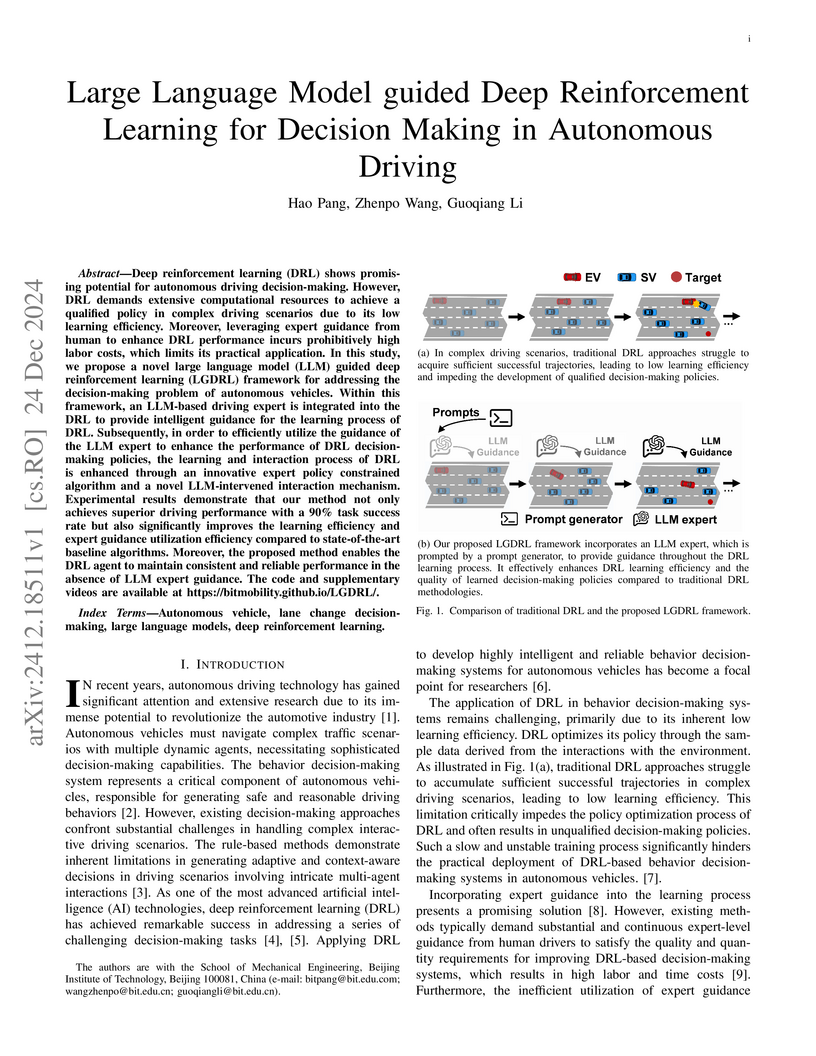 Large Language Model guided Deep Reinforcement Learning for Decision Making in Autonomous ...