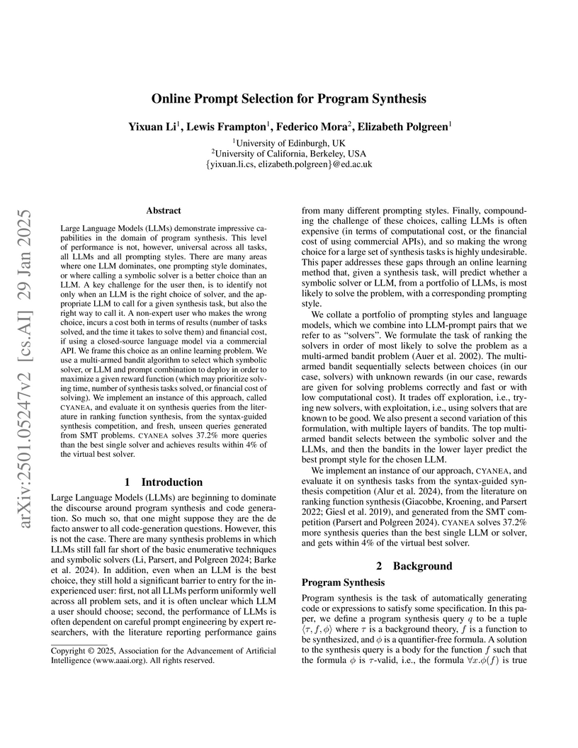Online Prompt Selection for Program Synthesis | alphaXiv