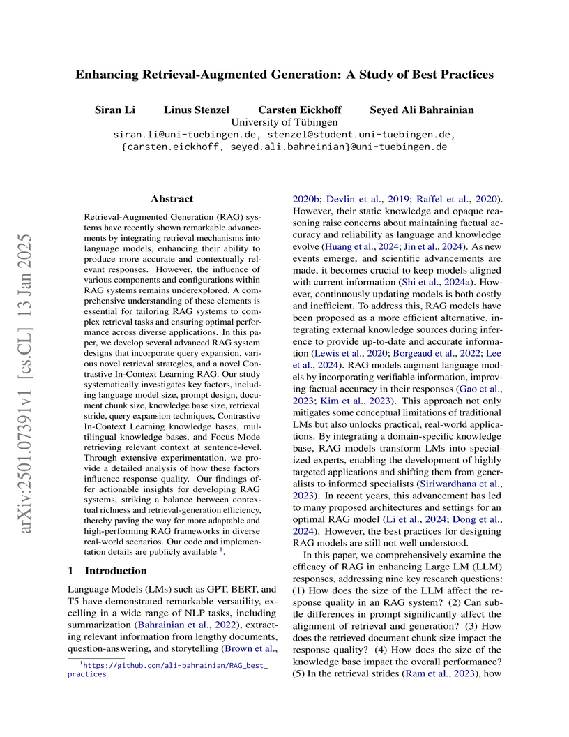 Enhancing Retrieval-Augmented Generation: A Study of Best Practices | alphaXiv