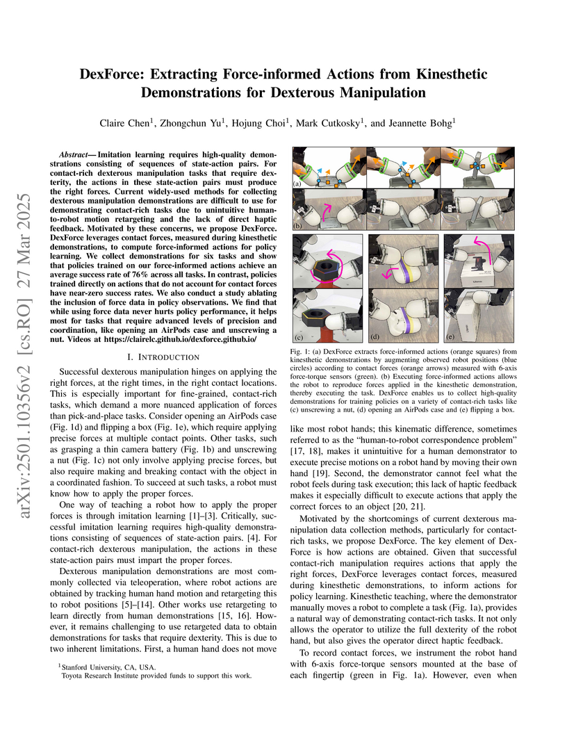 DexForce: Extracting Force-informed Actions from Kinesthetic Demonstrations for Dexterous ...