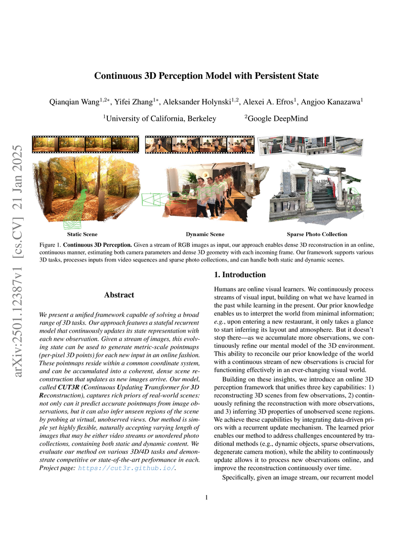 Continuous 3D Perception Model with Persistent State | alphaXiv