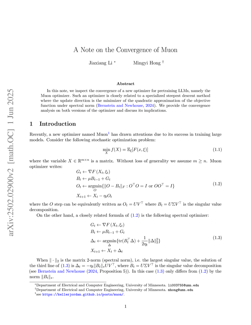 A Note on the Convergence of Muon | alphaXiv