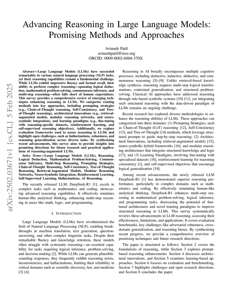 Advancing Reasoning in Large Language Models: Promising Methods and Approaches | alphaXiv