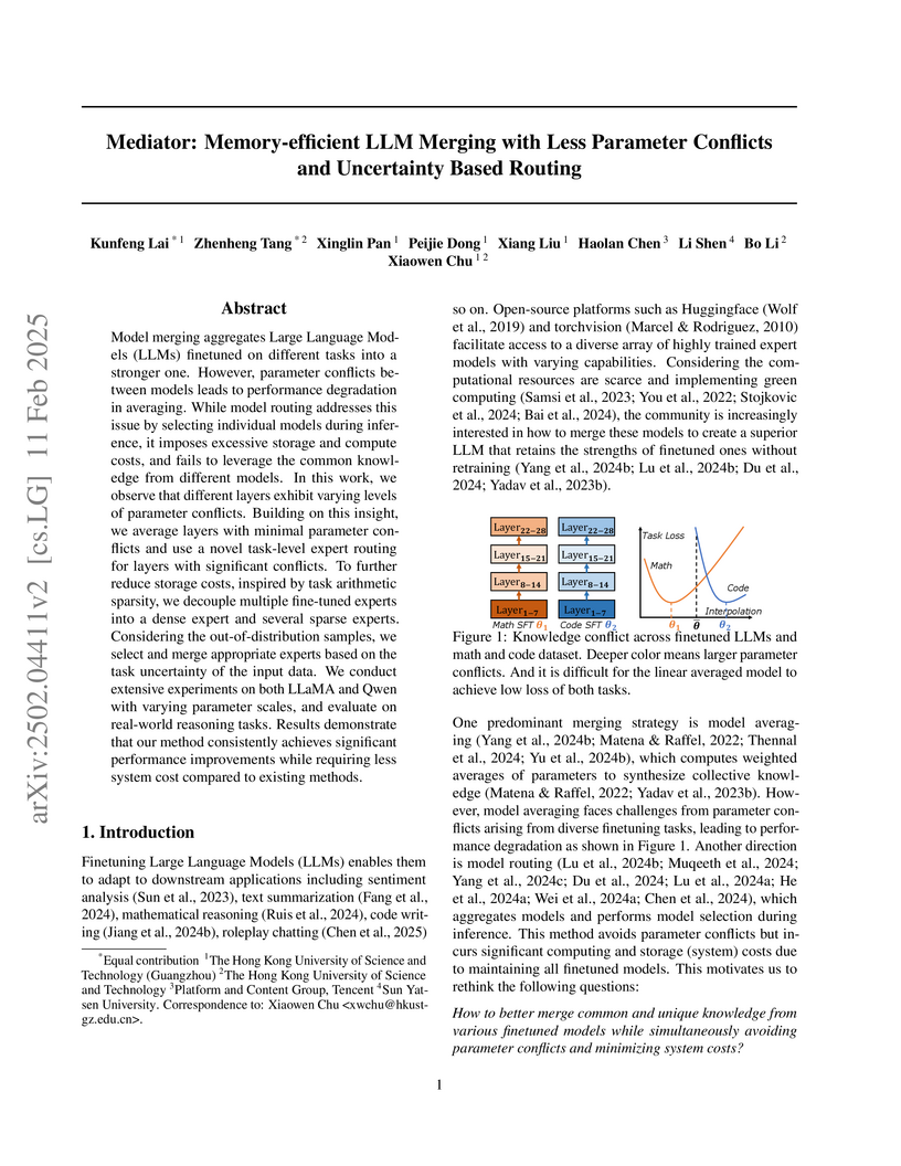 Mediator: Memory-efficient LLM Merging with Less Parameter Conflicts and Uncertainty Based ...