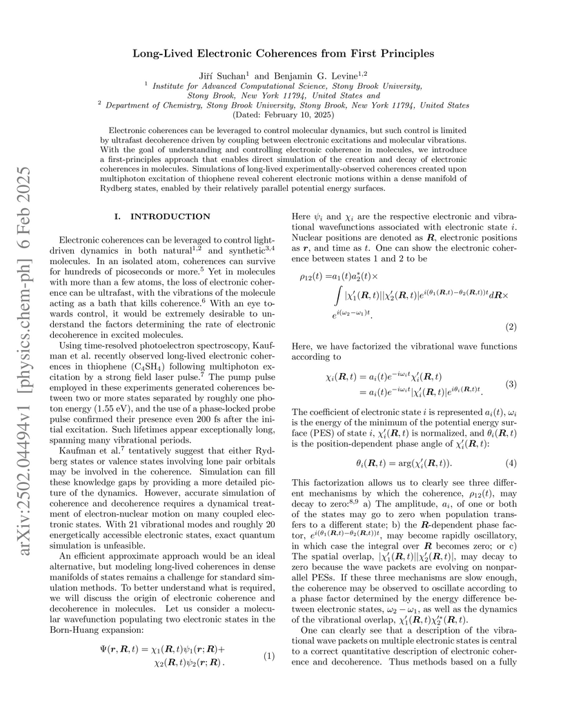 Long-Lived Electronic Coherences from First Principles | alphaXiv