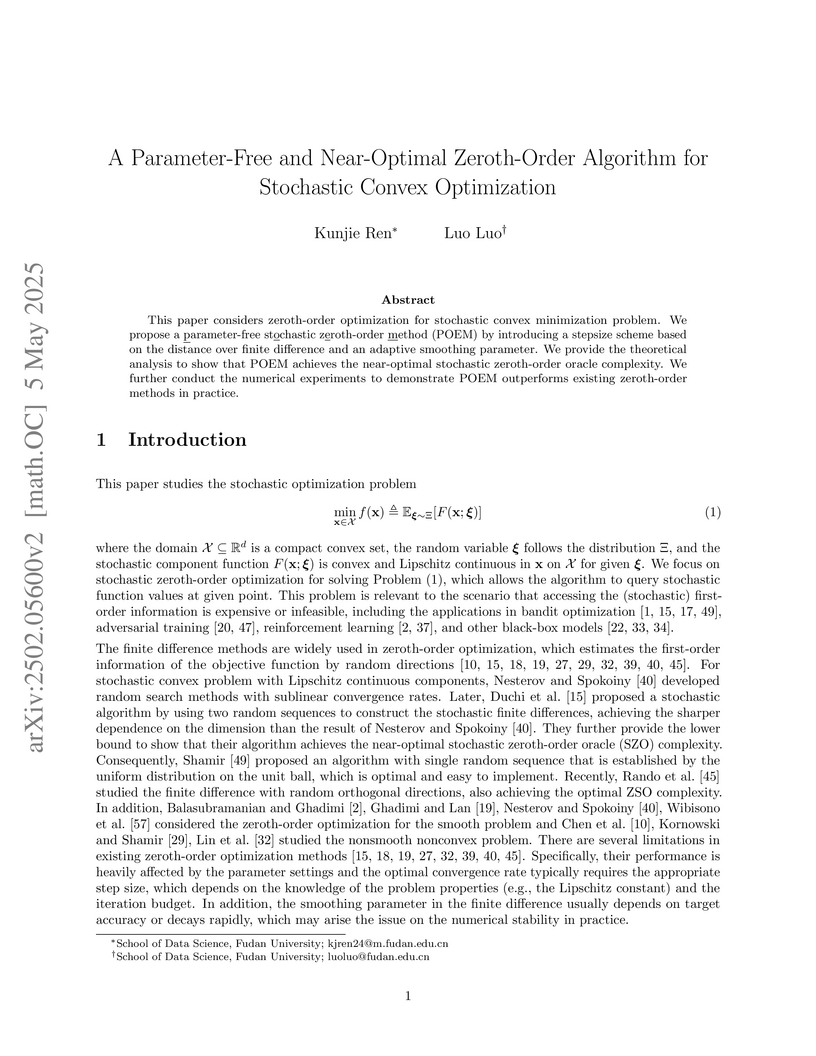 A Parameter-Free and Near-Optimal Zeroth-Order Algorithm for Stochastic Convex Optimization ...