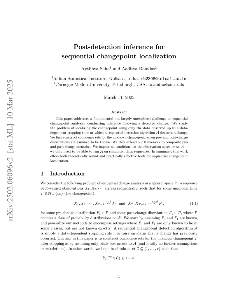 Post-detection inference for sequential changepoint localization | alphaXiv