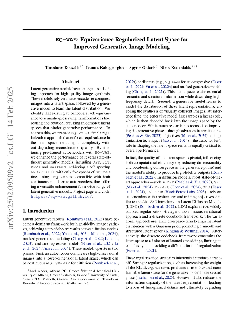 EQ-VAE: Equivariance Regularized Latent Space for Improved Generative ...