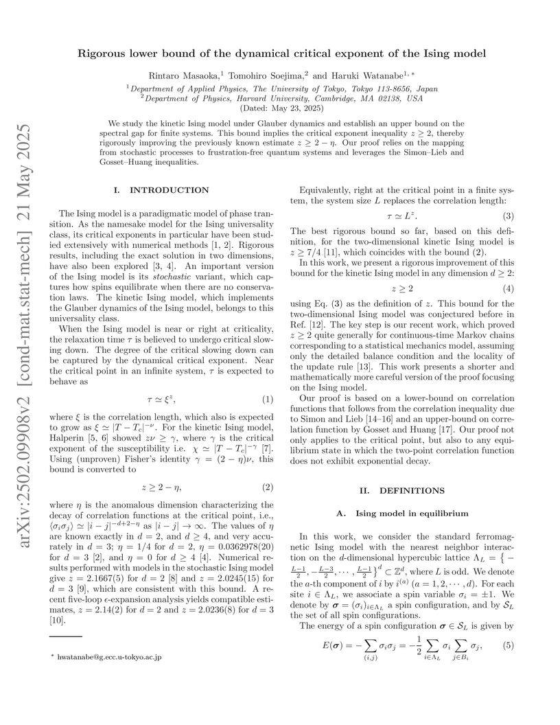 Rigorous lower bound of the dynamical critical exponent of the Ising ...