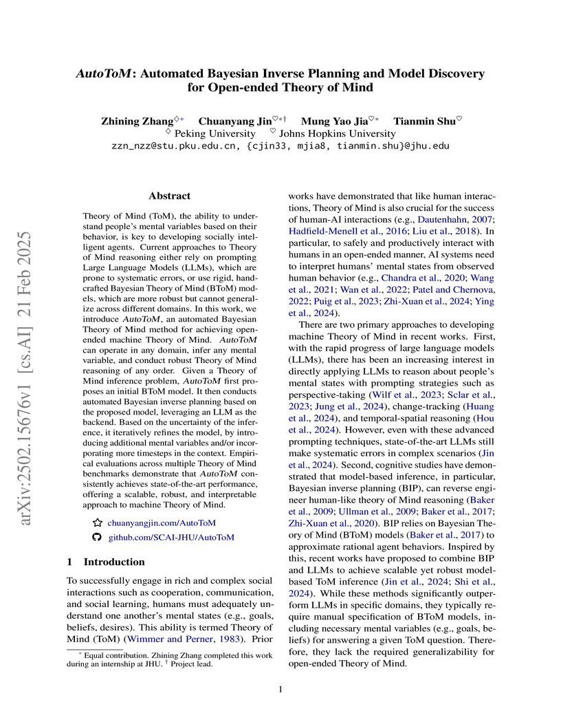 AutoToM: Automated Bayesian Inverse Planning and Model Discovery for ...