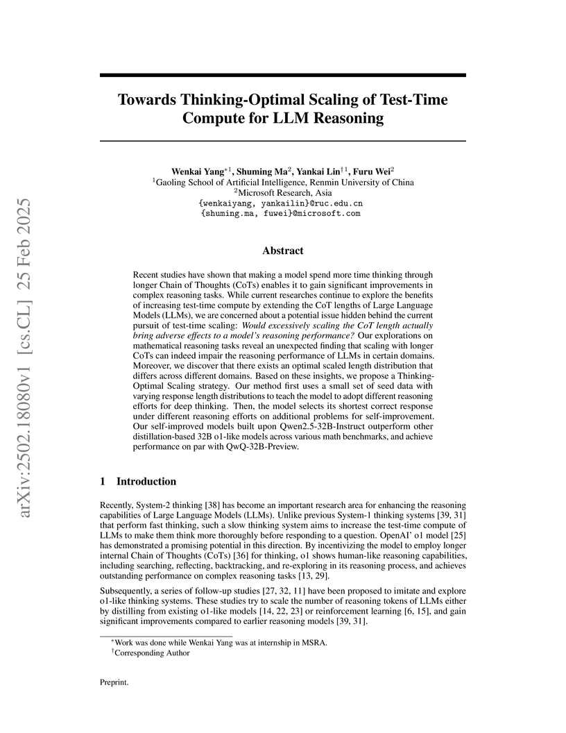 Towards Thinking-Optimal Scaling of Test-Time Compute for LLM Reasoning ...