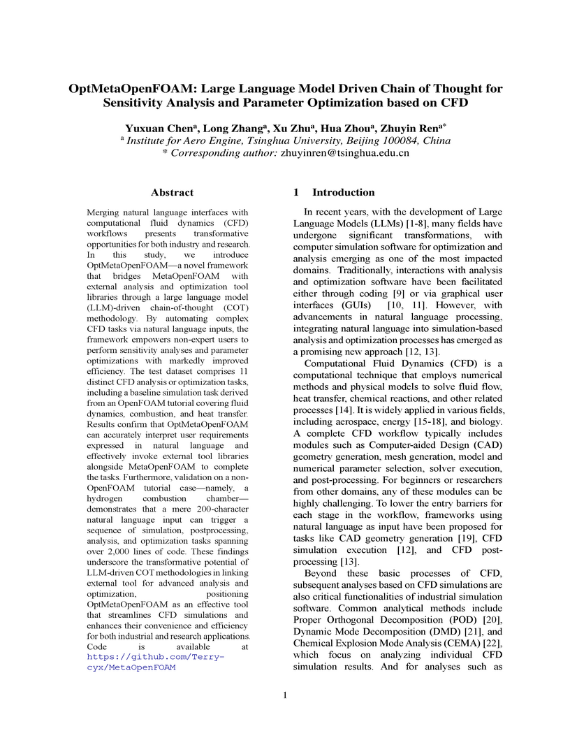 OptMetaOpenFOAM: Large Language Model Driven Chain of Thought for Sensitivity Analysis and ...
