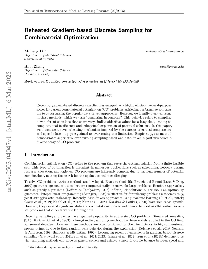 Reheated Gradient-based Discrete Sampling for Combinatorial Optimization | alphaXiv