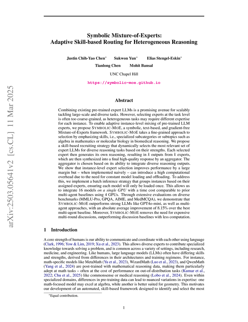 Symbolic Mixture-of-Experts: Adaptive Skill-based Routing for Heterogeneous Reasoning | alphaXiv