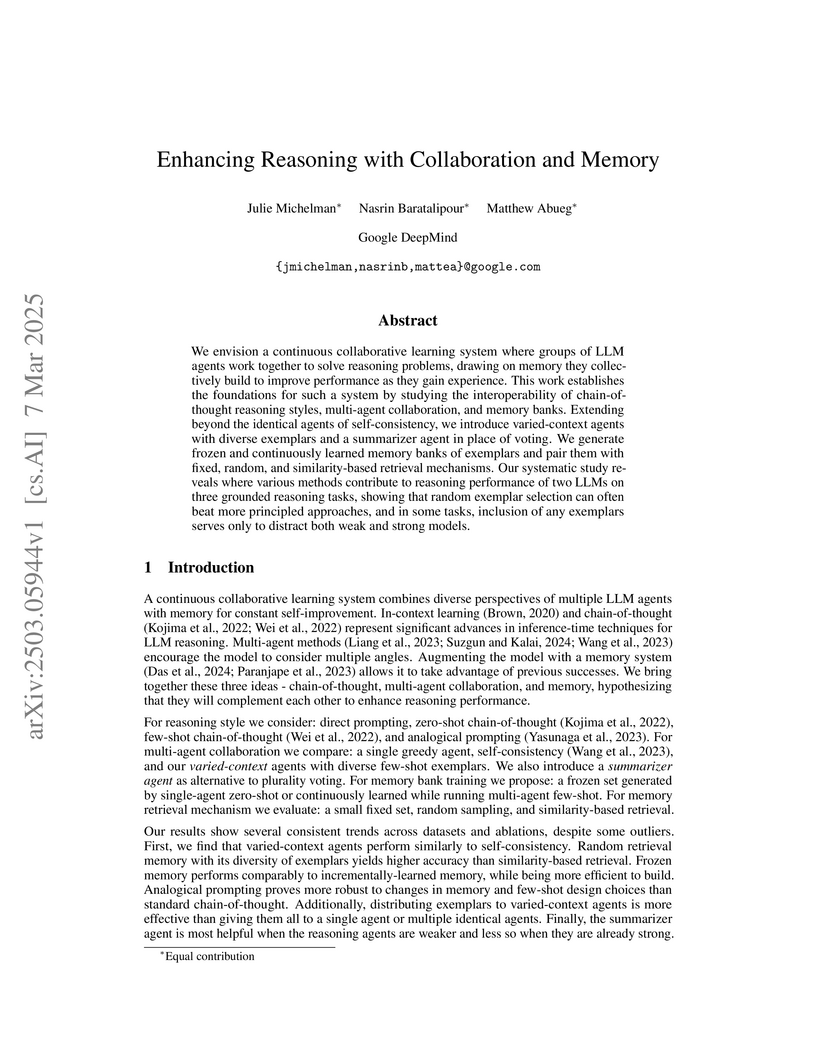 Enhancing Reasoning with Collaboration and Memory | alphaXiv