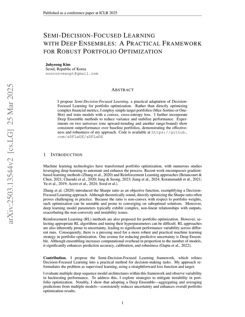 Semi-Decision-Focused Learning with Deep Ensembles: A Practical Framework for Robust Portfolio ...
