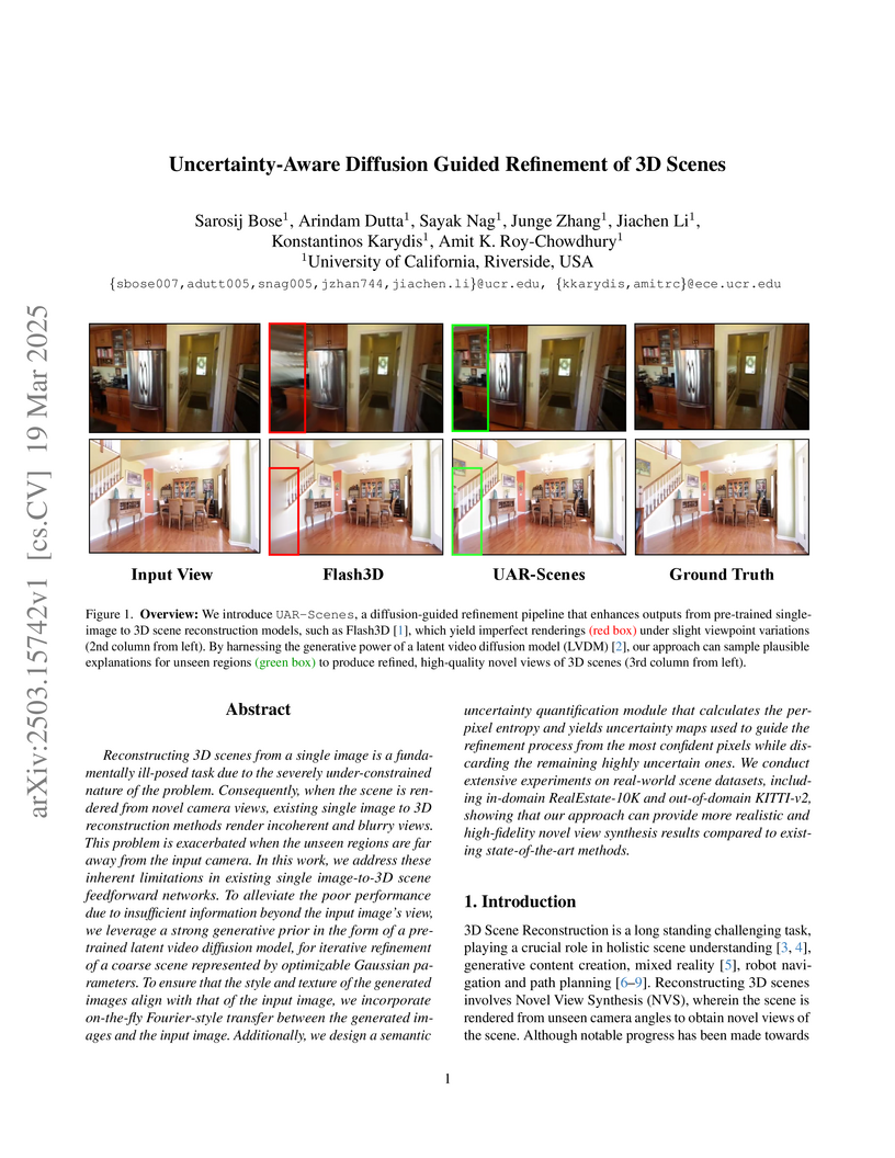 Uncertainty-Aware Diffusion Guided Refinement of 3D Scenes | alphaXiv