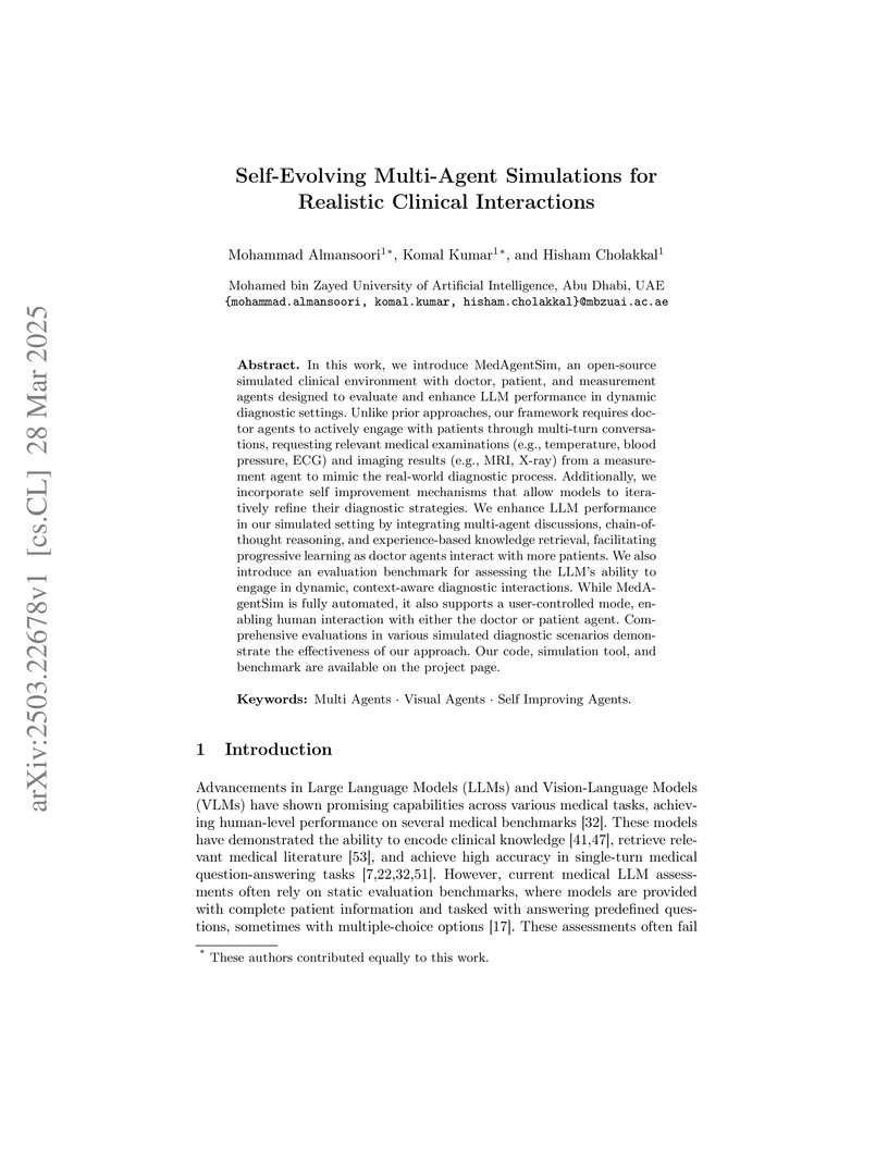 Self-Evolving Multi-Agent Simulations for Realistic Clinical Interactions | alphaXiv