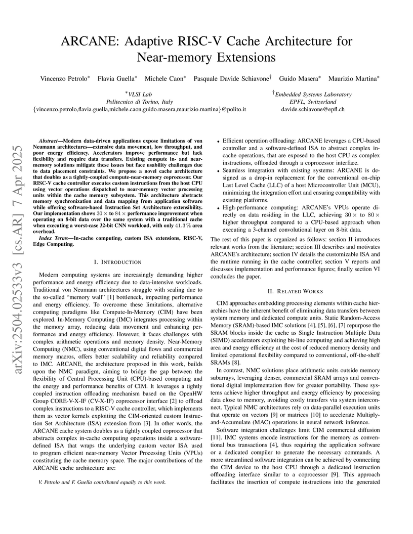ARCANE: Adaptive RISC-V Cache Architecture for Near-memory Extensions | alphaXiv